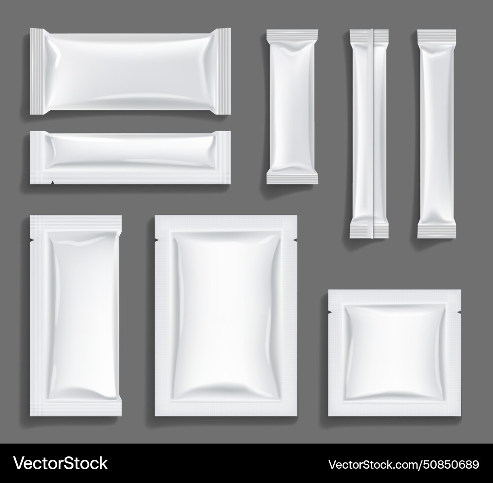 Sachet mockup set Royalty Free Vector Image - VectorStock