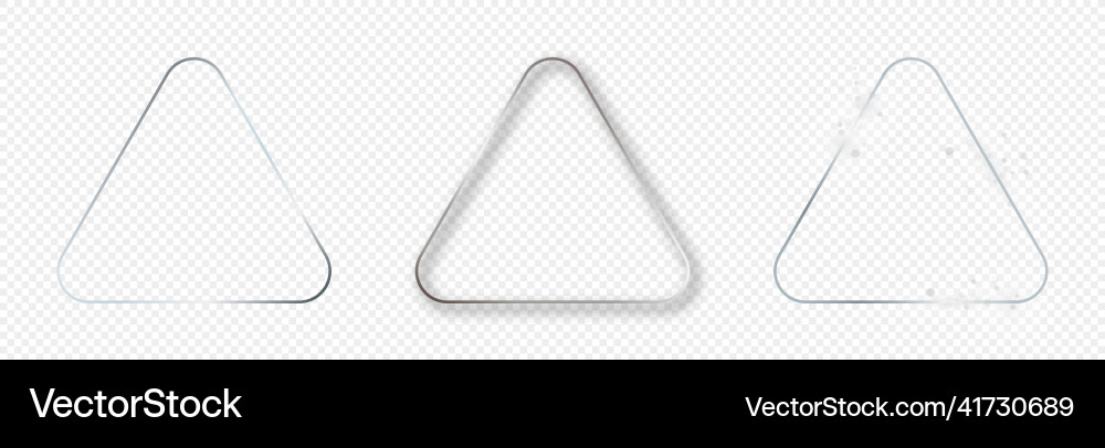 Silver glowing rounded triangle frame Royalty Free Vector