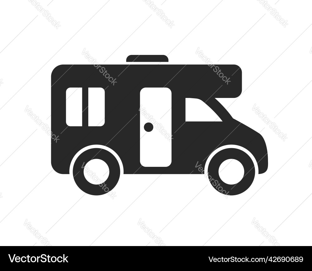 Einfache Wohnmobil Camper Silhouette Symbol Vektorbild