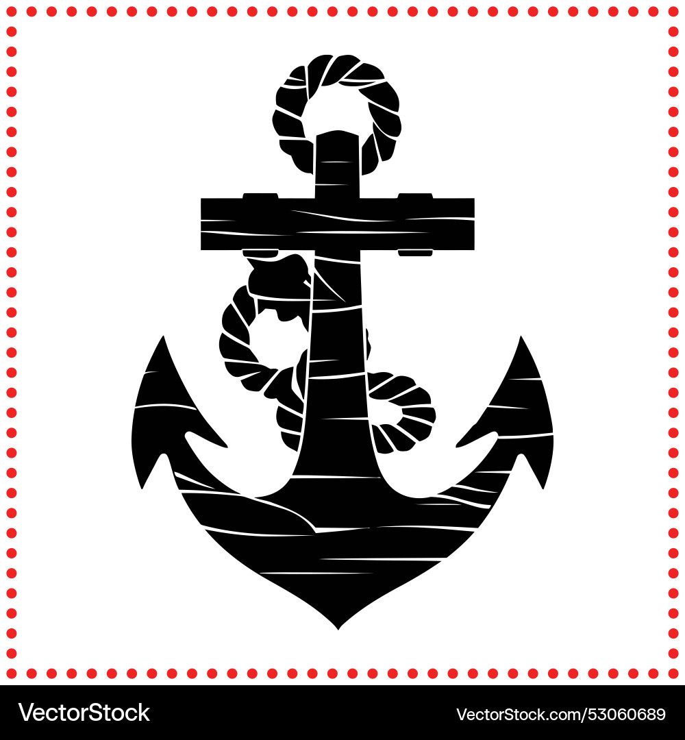 Stylized anchor silhouette with rope ideal Vector Image