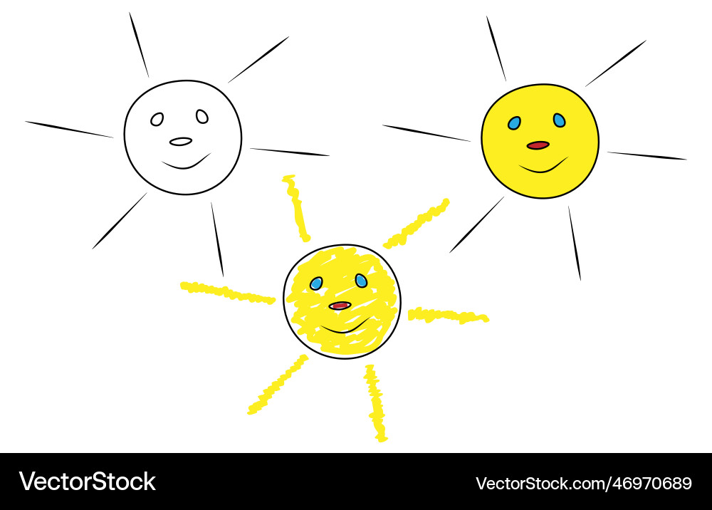 Sun hand drawn Royalty Free Vector Image - VectorStock