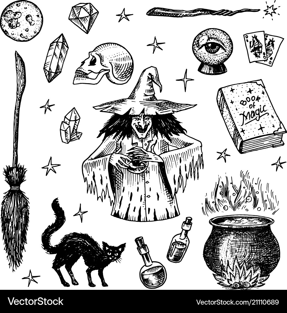 Witch's Spellbook - Halloween Magic Royalty Free Vector