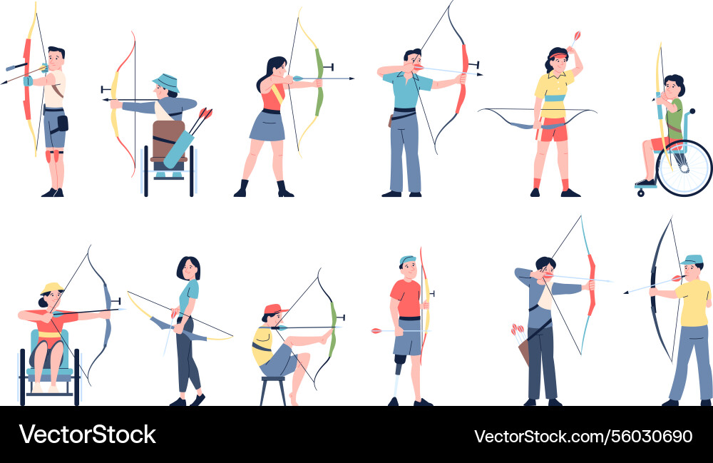 Archers sport characters male female archery Vector Image