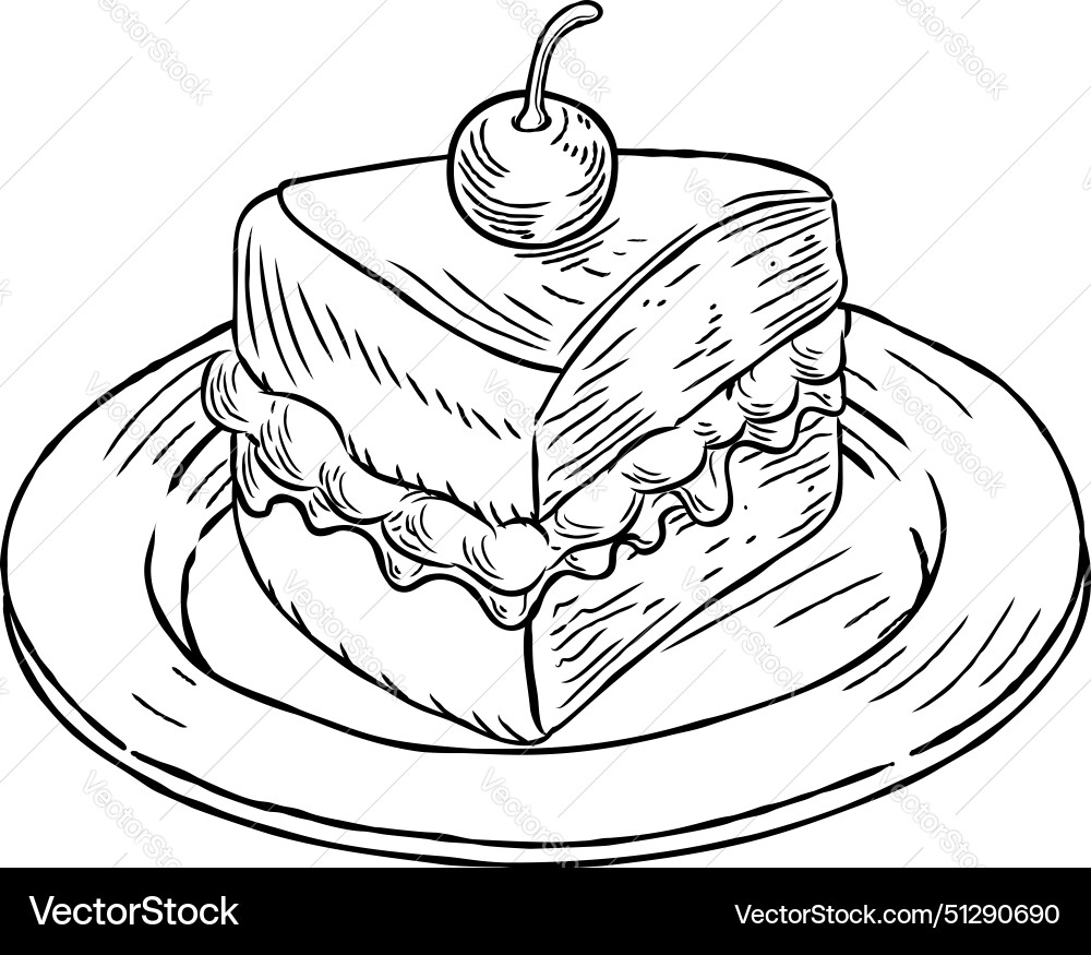 Cake slice vintage retro woodcut style Royalty Free Vector