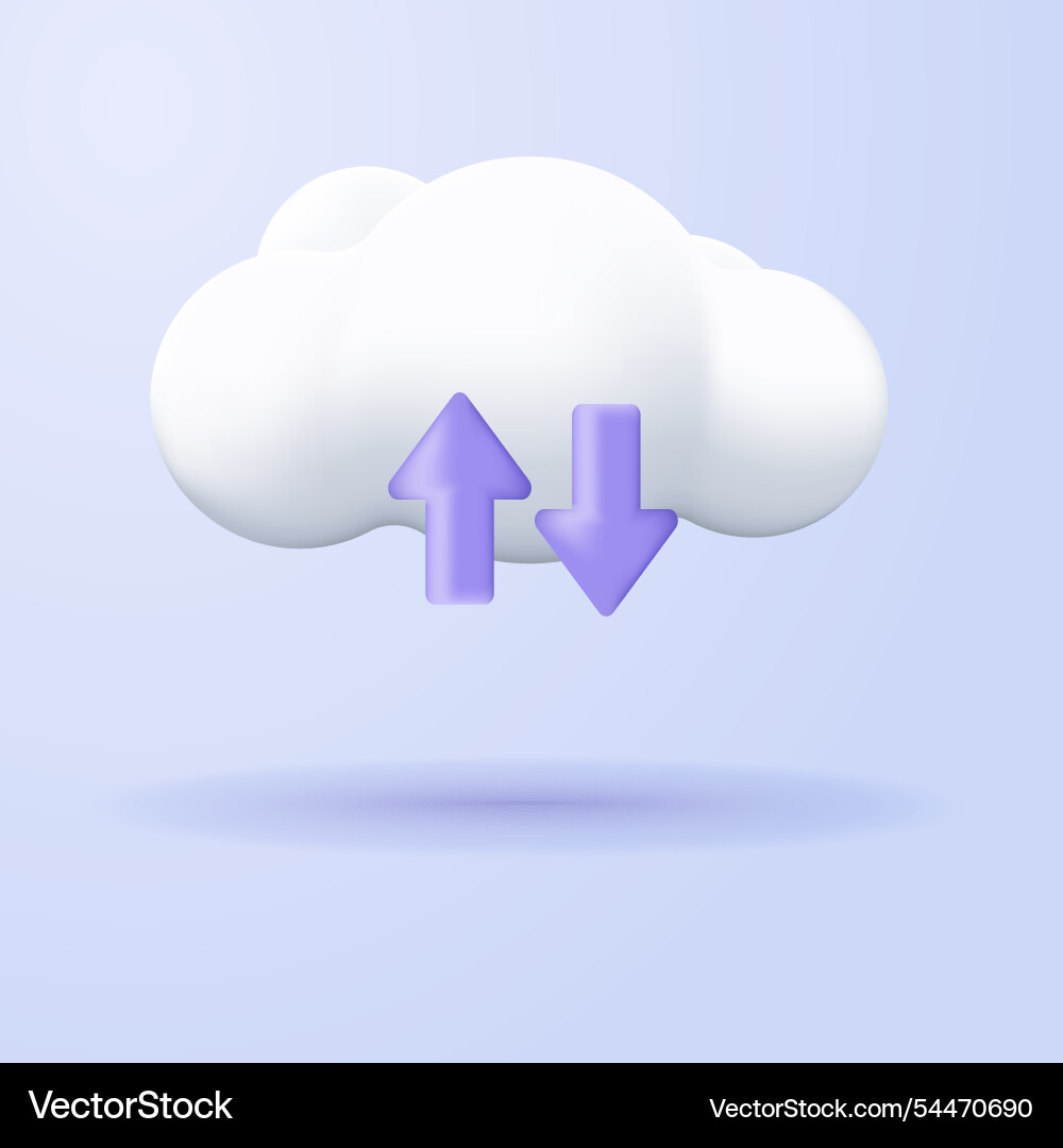 Cloud storage 3d icon minimalist design Royalty Free Vector