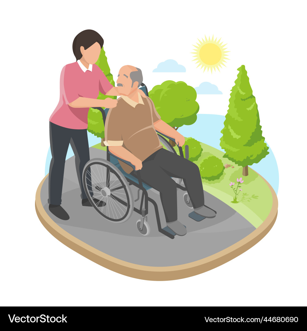 Elderly care bedridden patient concept old man Vector Image