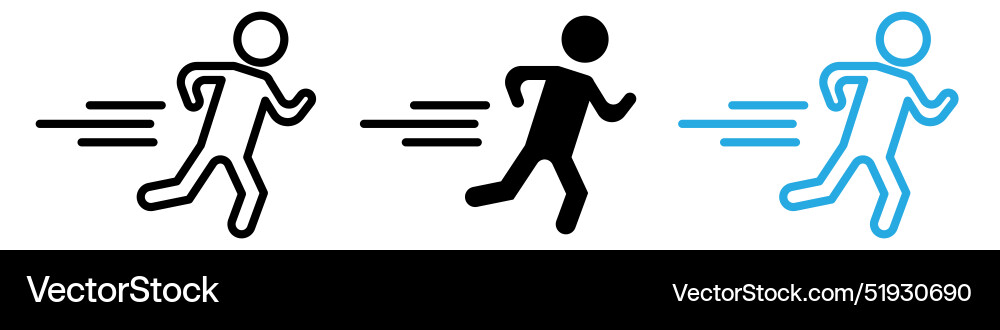 Man fast run icon logo set Royalty Free Vector Image