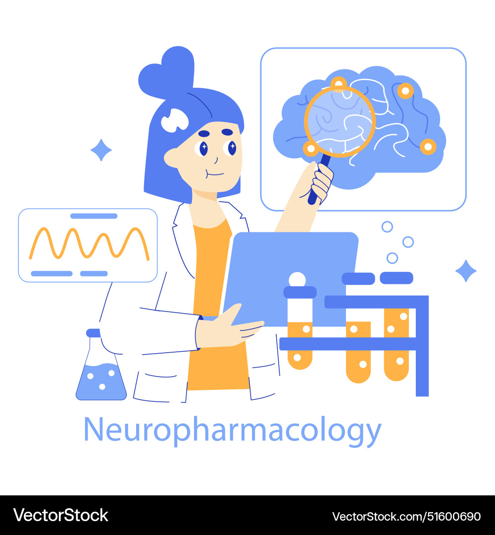 Neuropharmacology concept Royalty Free Vector Image