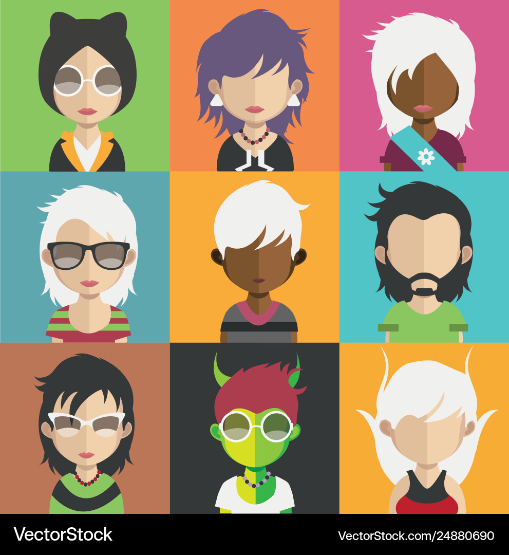 People avatars with colorful backgrounds Vector Image