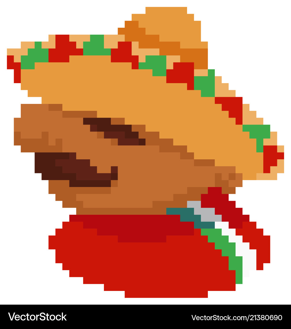Pixel art mexican guy Royalty Free Vector Image