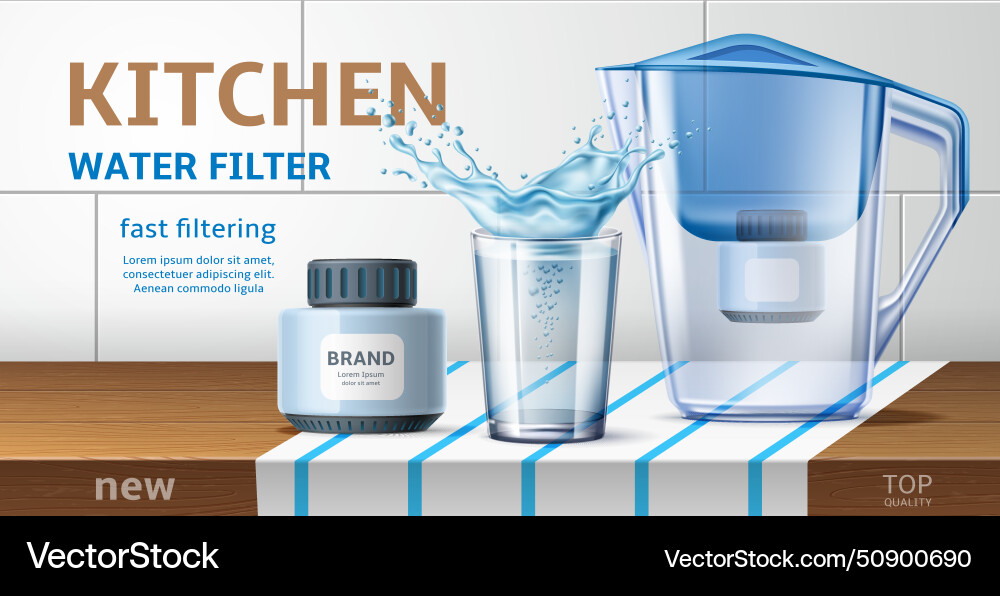 Realistic water filter poster kitchen home Vector Image