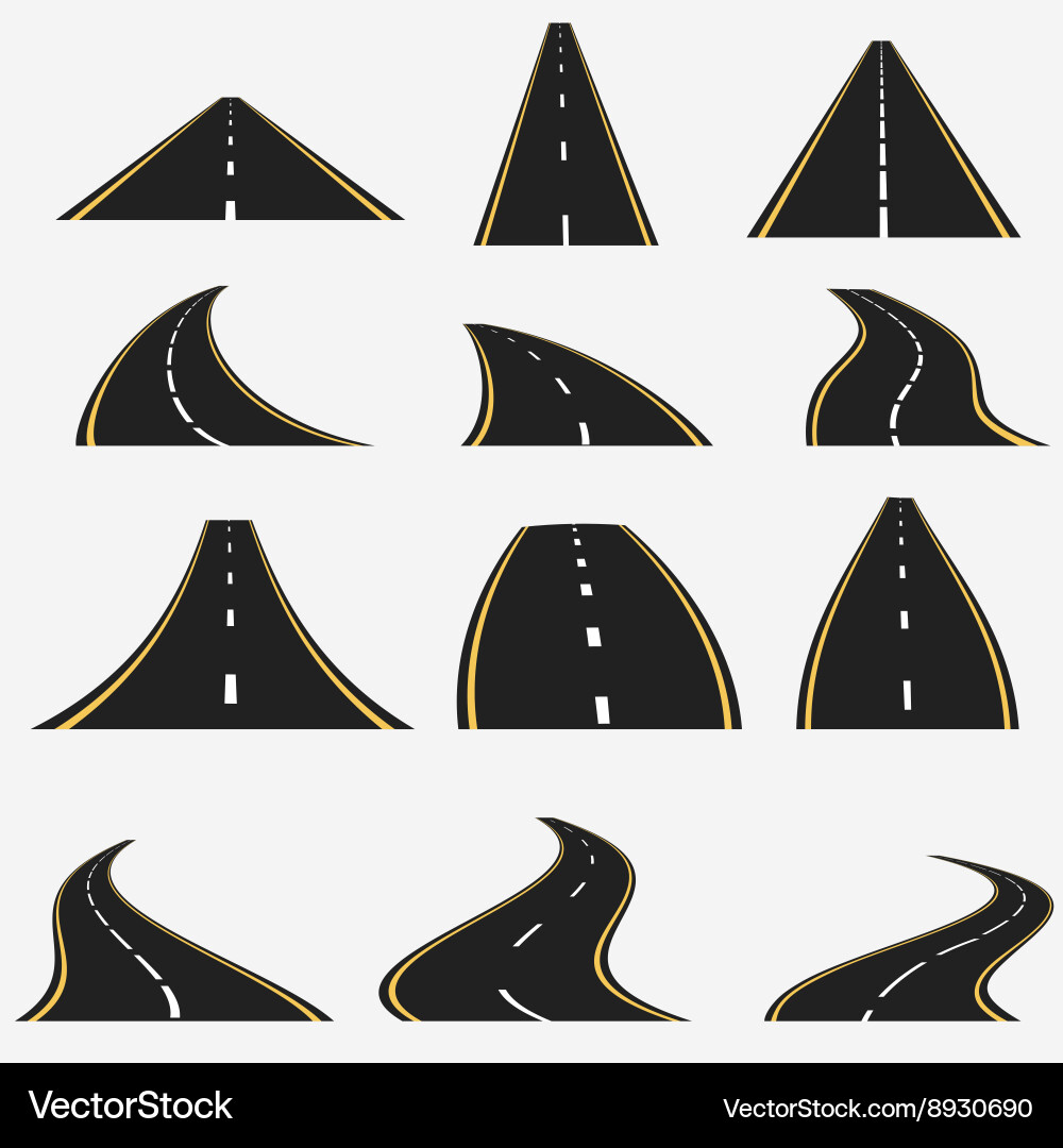 Road line set Royalty Free Vector Image - VectorStock