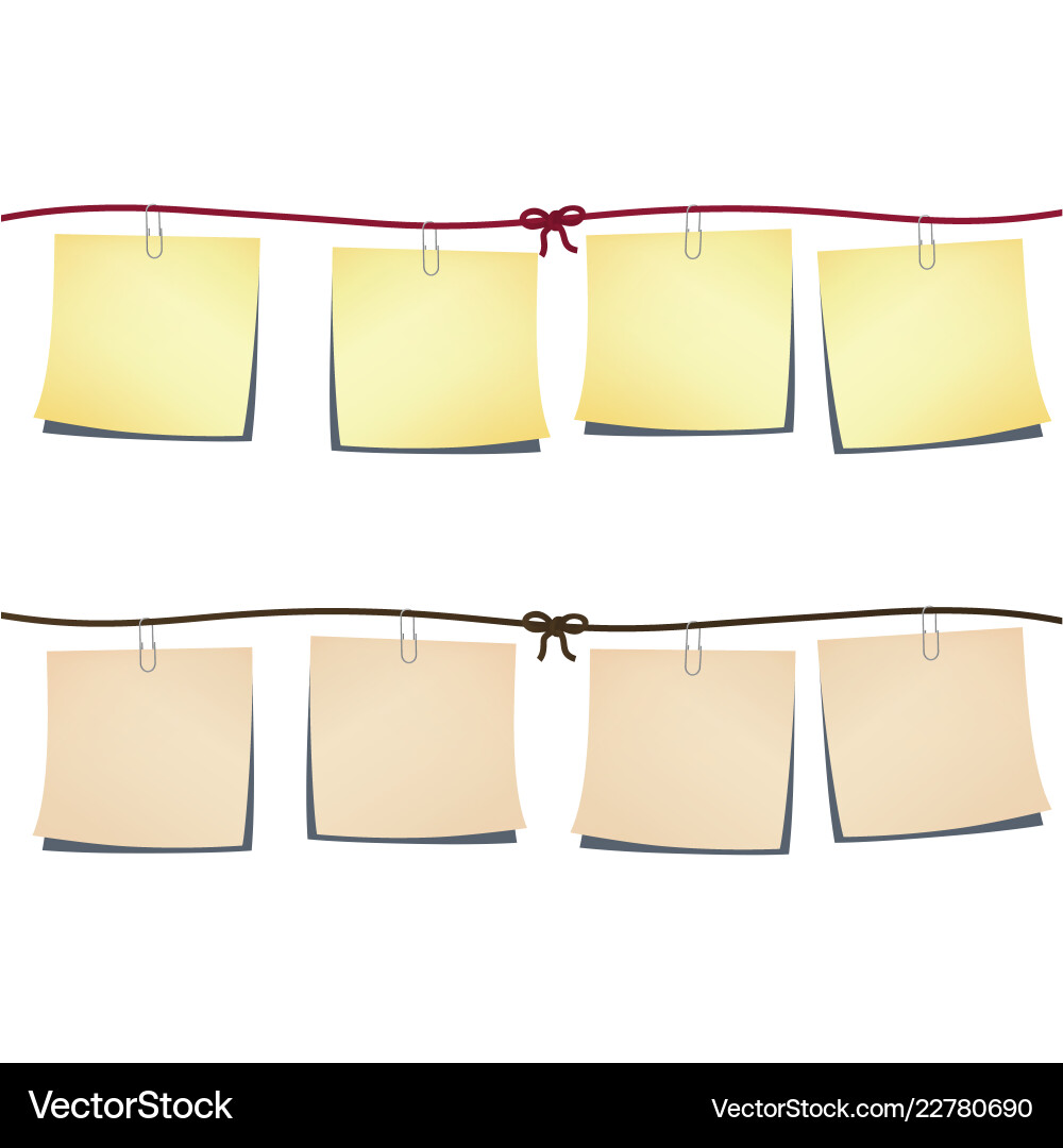 Set of note-papers on the rope Royalty Free Vector Image