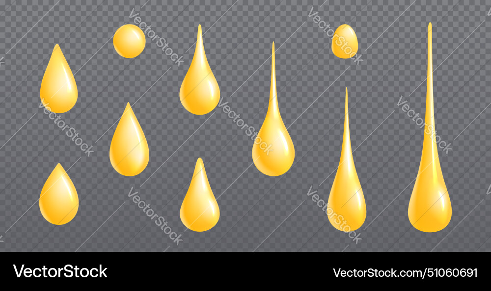3d olive oil drop golden honey droplet Royalty Free Vector