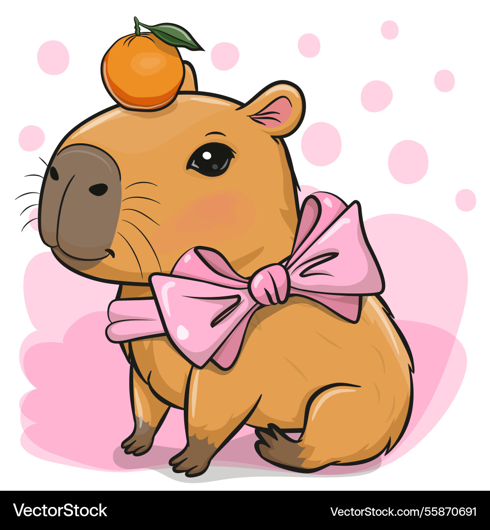 Adorable Capybara with Pink Bow Royalty Free Vector Image