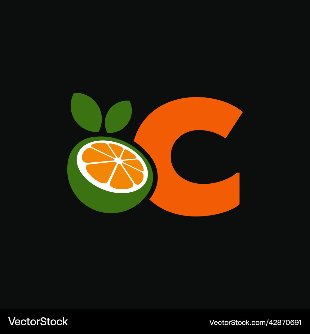 Alphabet orange c logo Royalty Free Vector Image