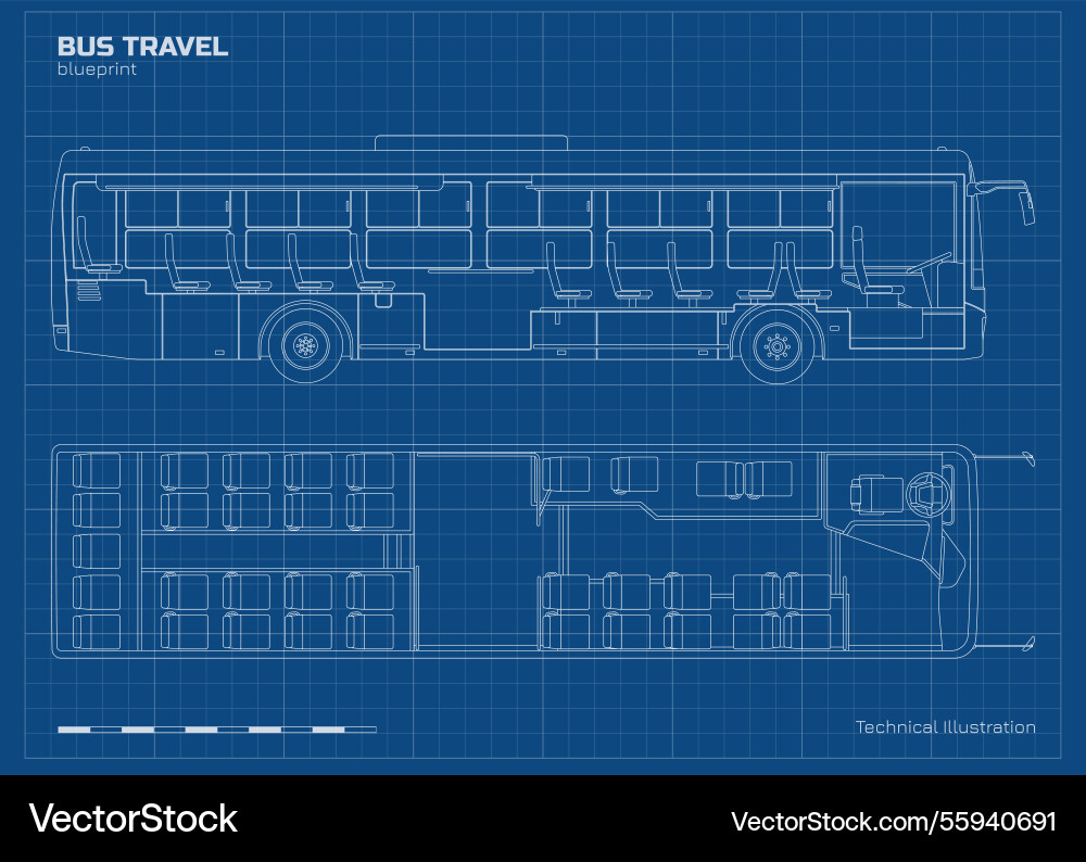 Commercial bus drawing outline transport Vector Image