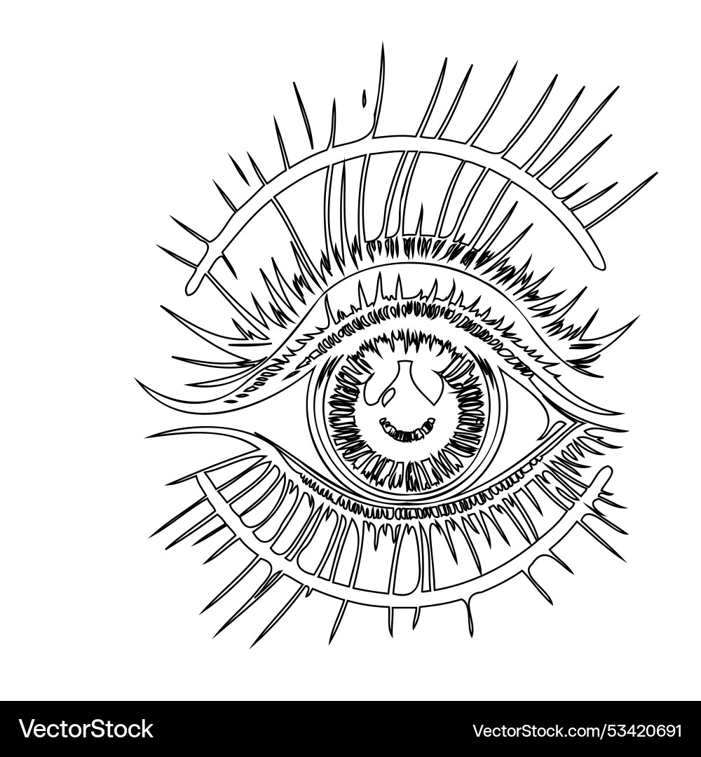 Evil eye sketch outline Royalty Free Vector Image