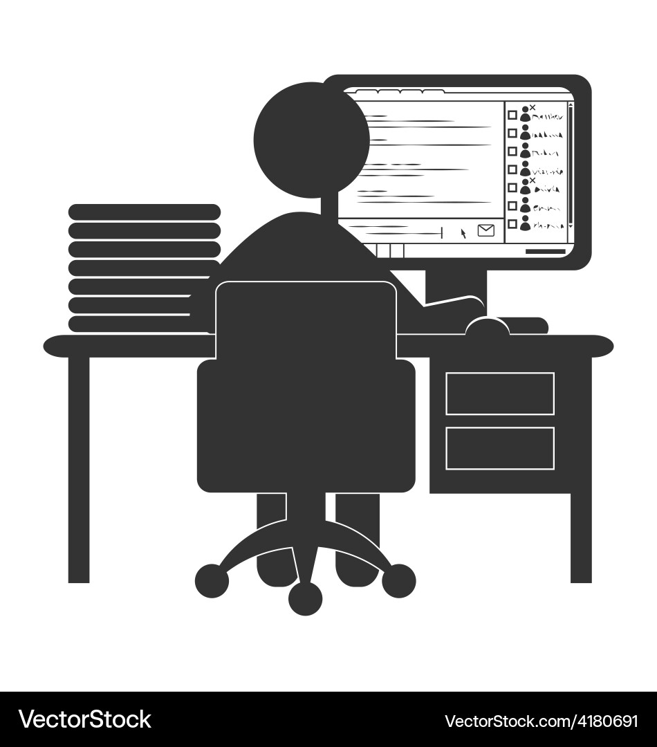 Flat office computer icon with chat isolated Vector Image Flat office computer icon with chat isolated Vector Image
