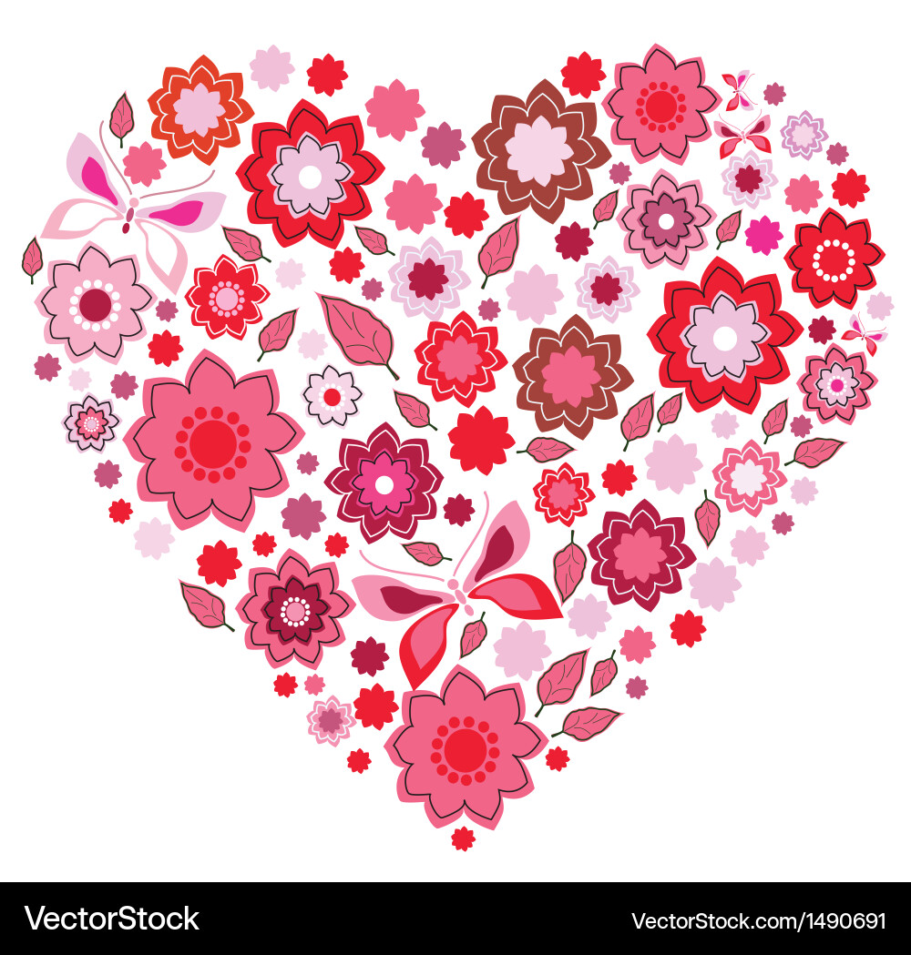 Floral heart Royalty Free Vector Image - VectorStock
