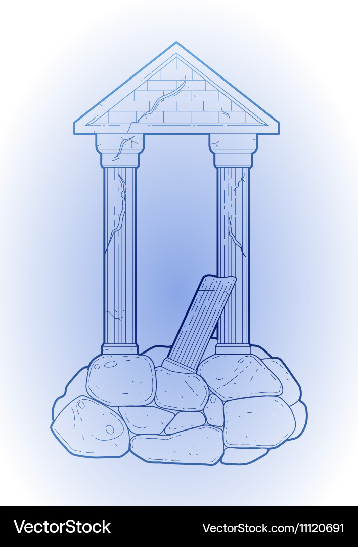 Graphic ruined ancient architecture Royalty Free Vector