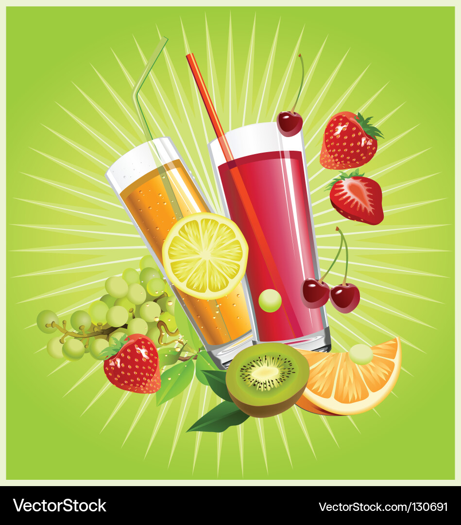 Juice and fruits Royalty Free Vector Image - VectorStock