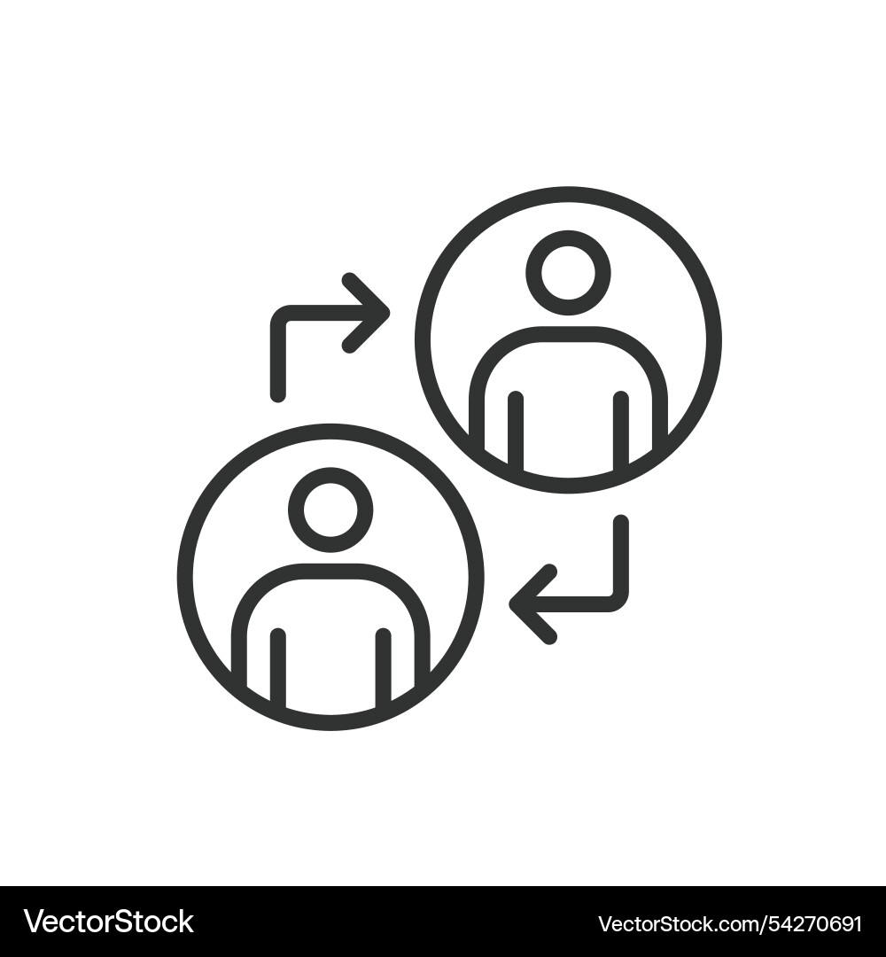 Merging accounts icon in line design Royalty Free Vector