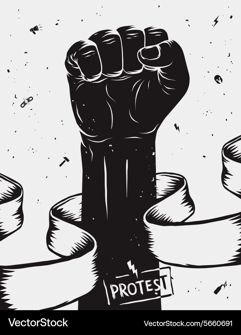 Protest background raised fist held in Royalty Free Vector