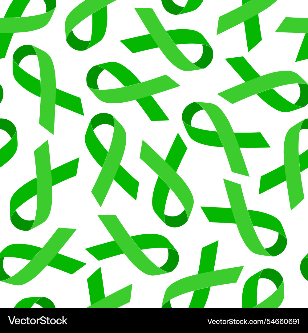 Seamless pattern with green awareness ribbon Vector Image