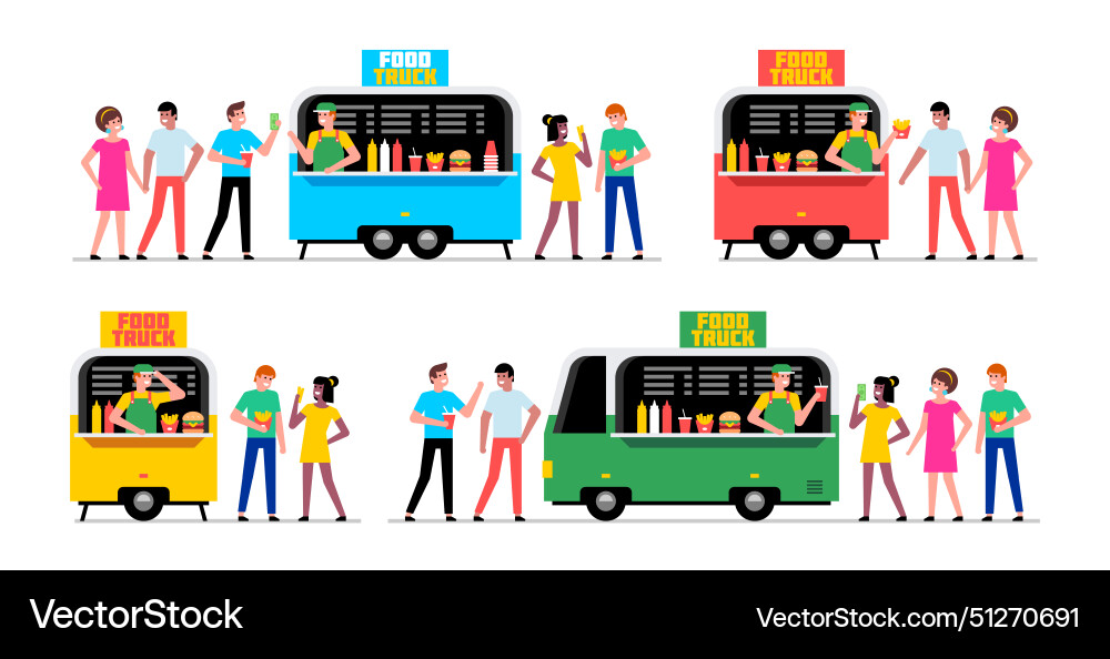 Set of food trucks Royalty Free Vector Image - VectorStock