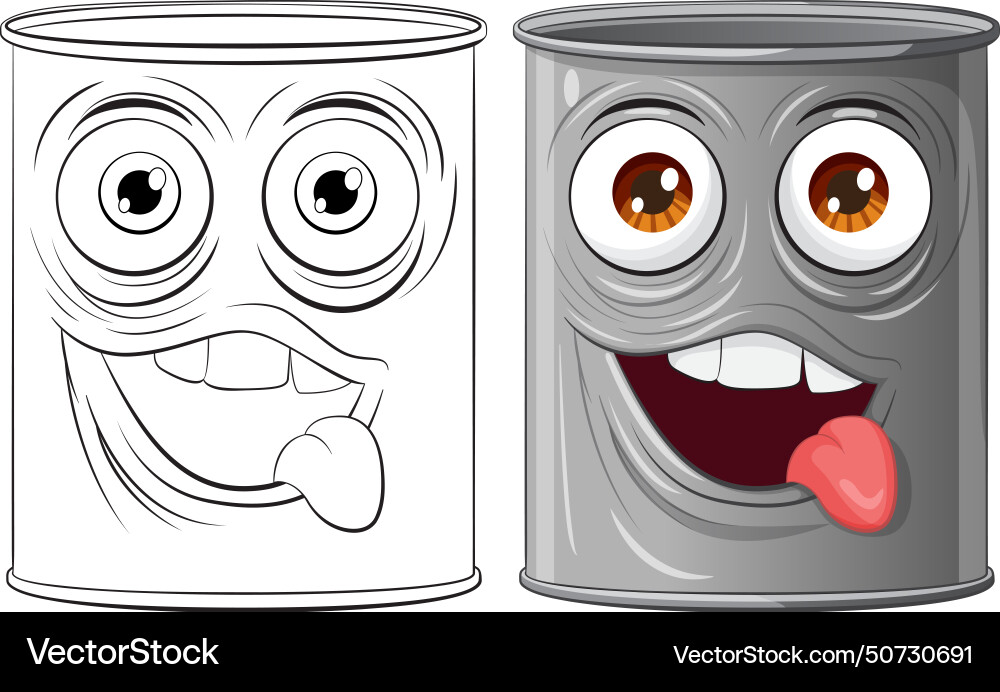 Two cartoon cans showing playful expressions Vector Image