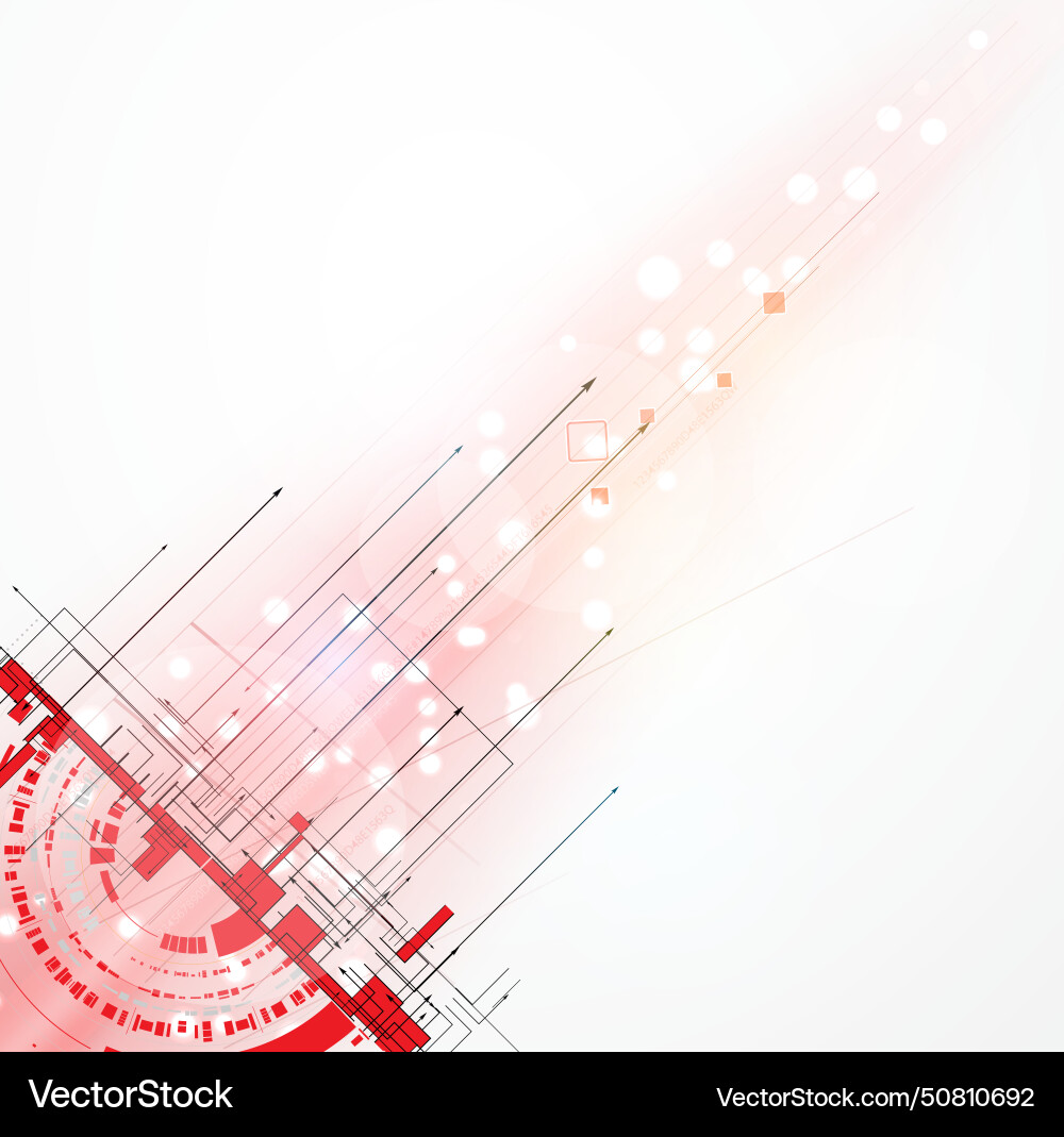 Abstract red ray technology circuit background Vector Image
