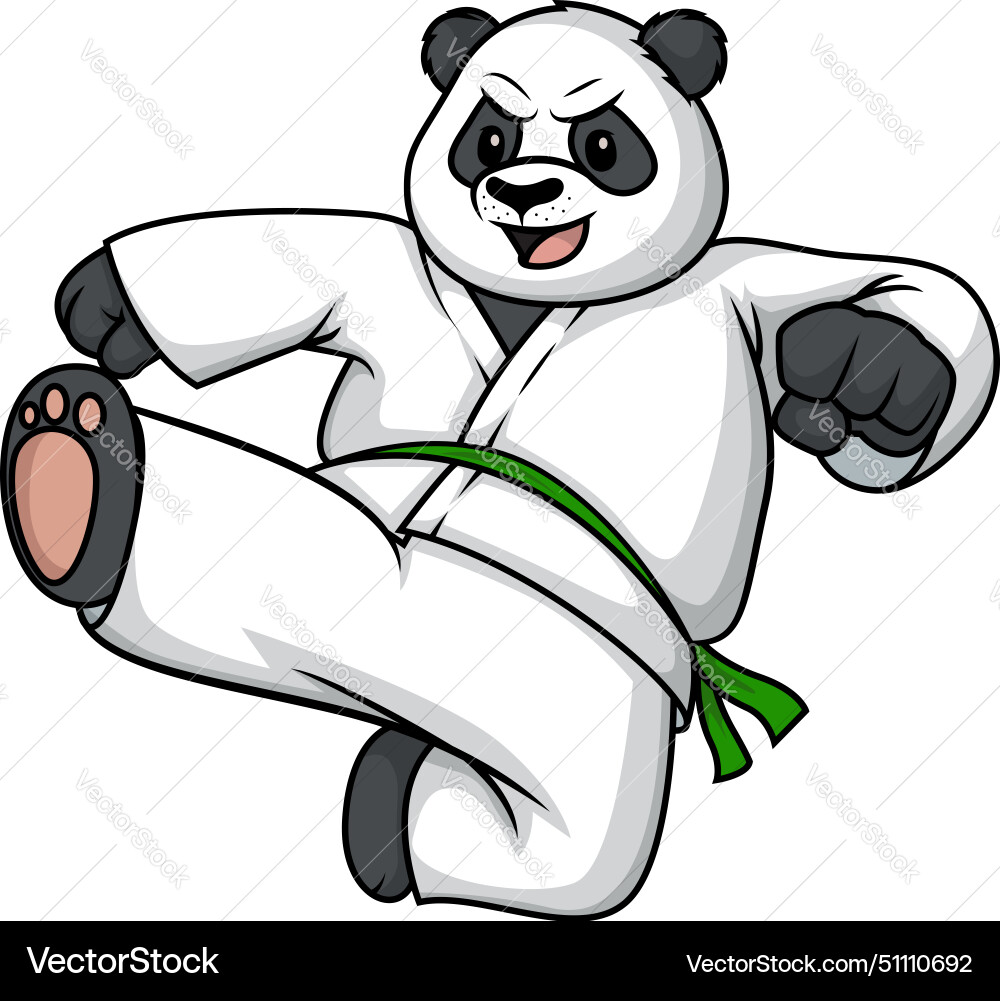 Bear doing karate cartoon clip art Royalty Free Vector Image