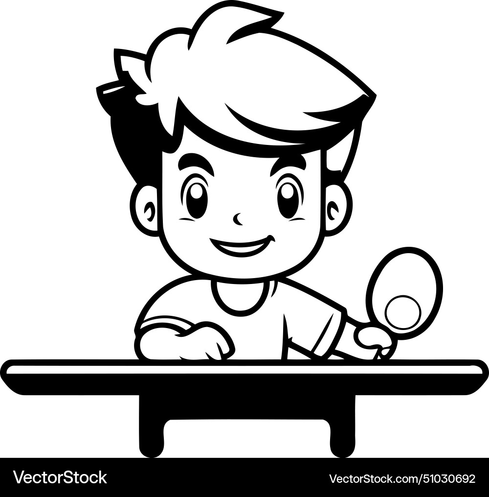 Boy playing table tennis cartoon graphic design Vector Image