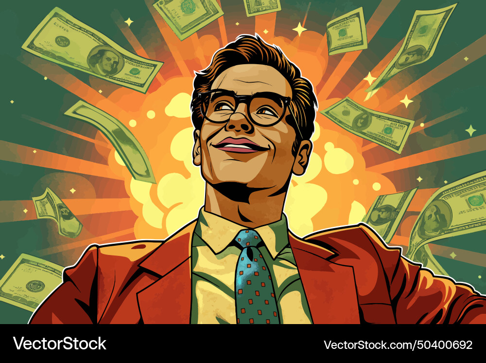 Businessman money rain Royalty Free Vector Image