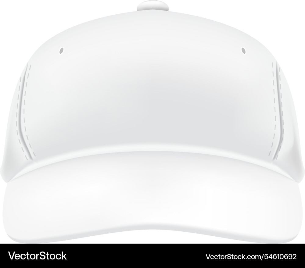 Classic white baseball cap with stitching details Vector Image