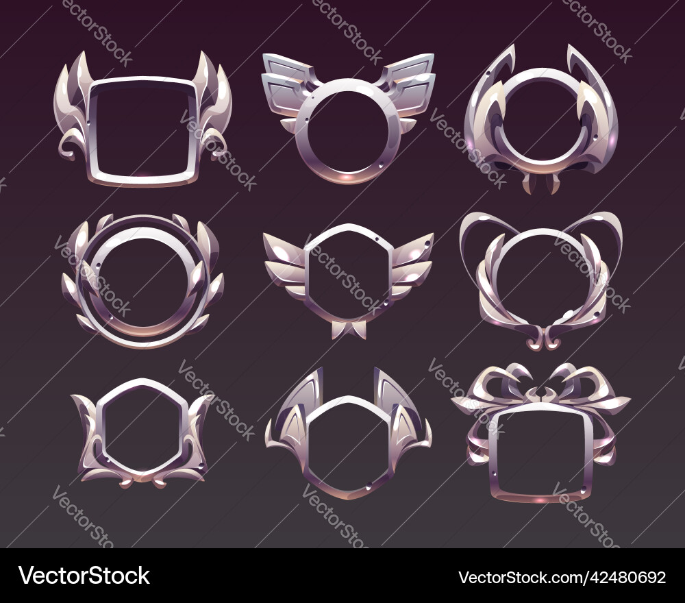 Empty silver frames for game award labels Vector Image