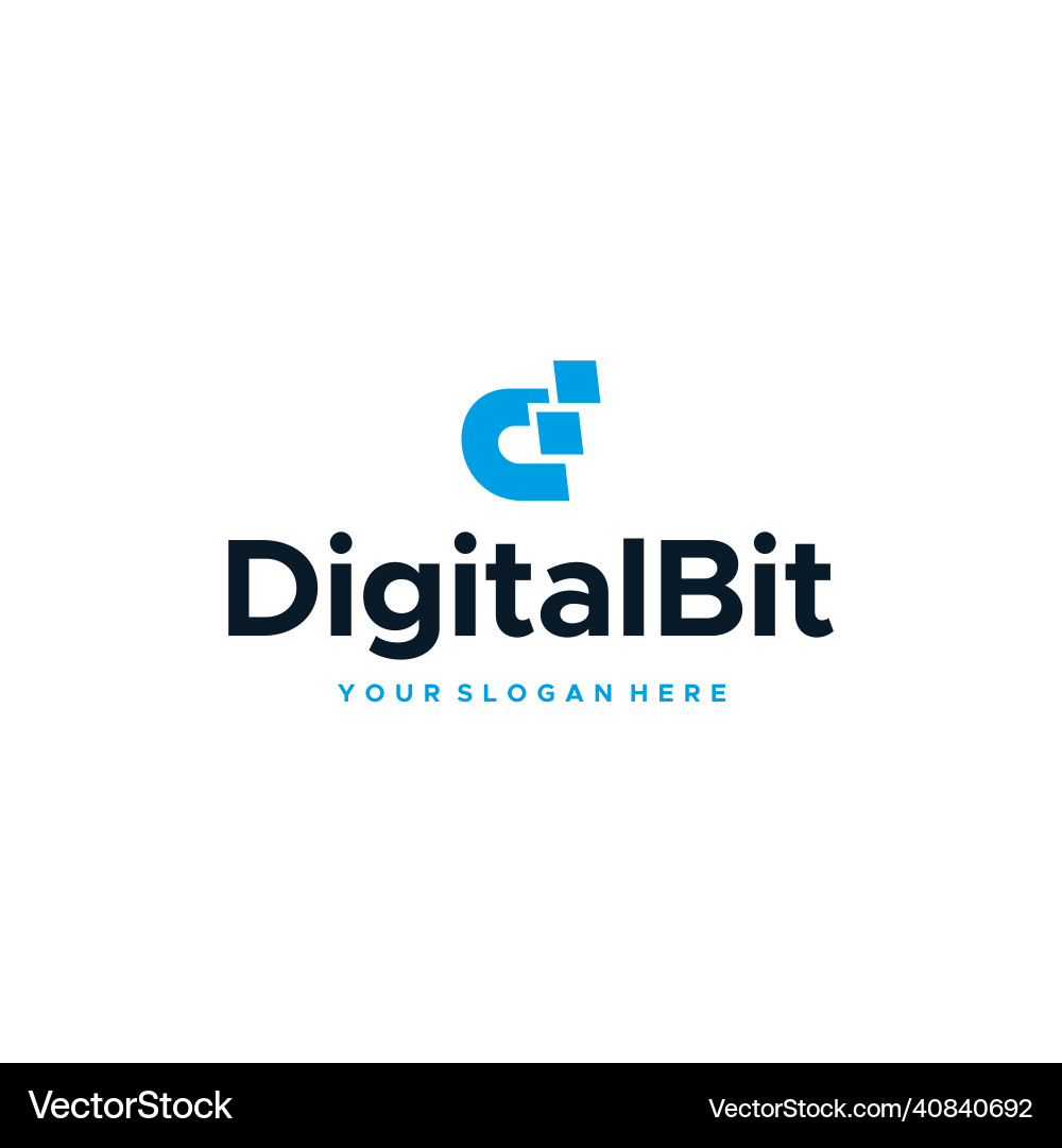 Flat letter mark initial d digital bit logo design