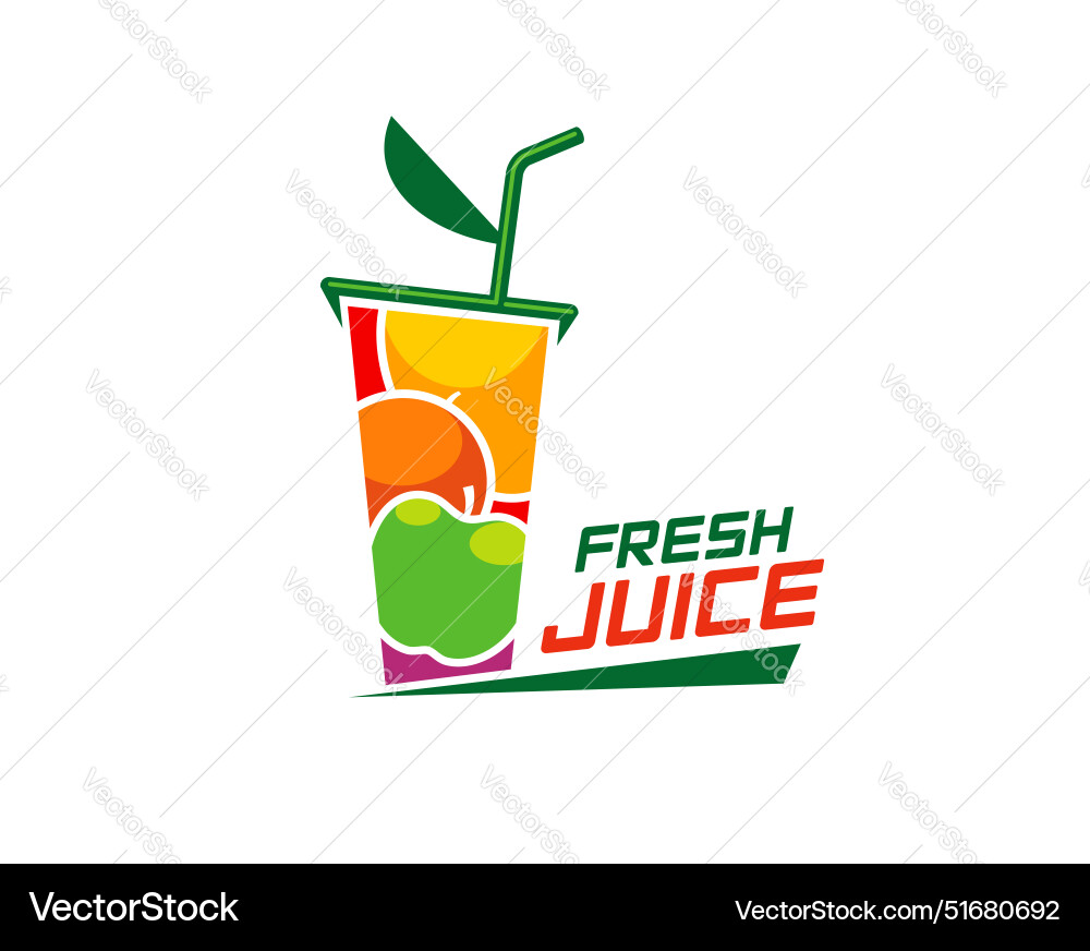 Fresh juice icon fruit mix drink smoothie label Vector Image
