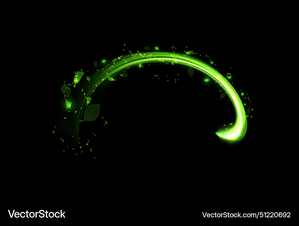 Green glowing magic swirl energy effect Royalty Free Vector