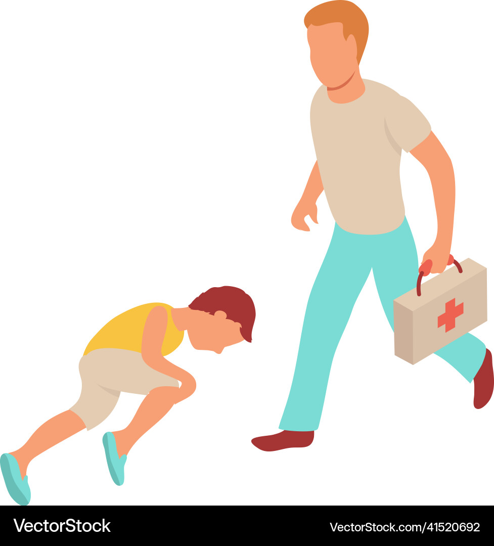 Help injured kid composition Royalty Free Vector Image