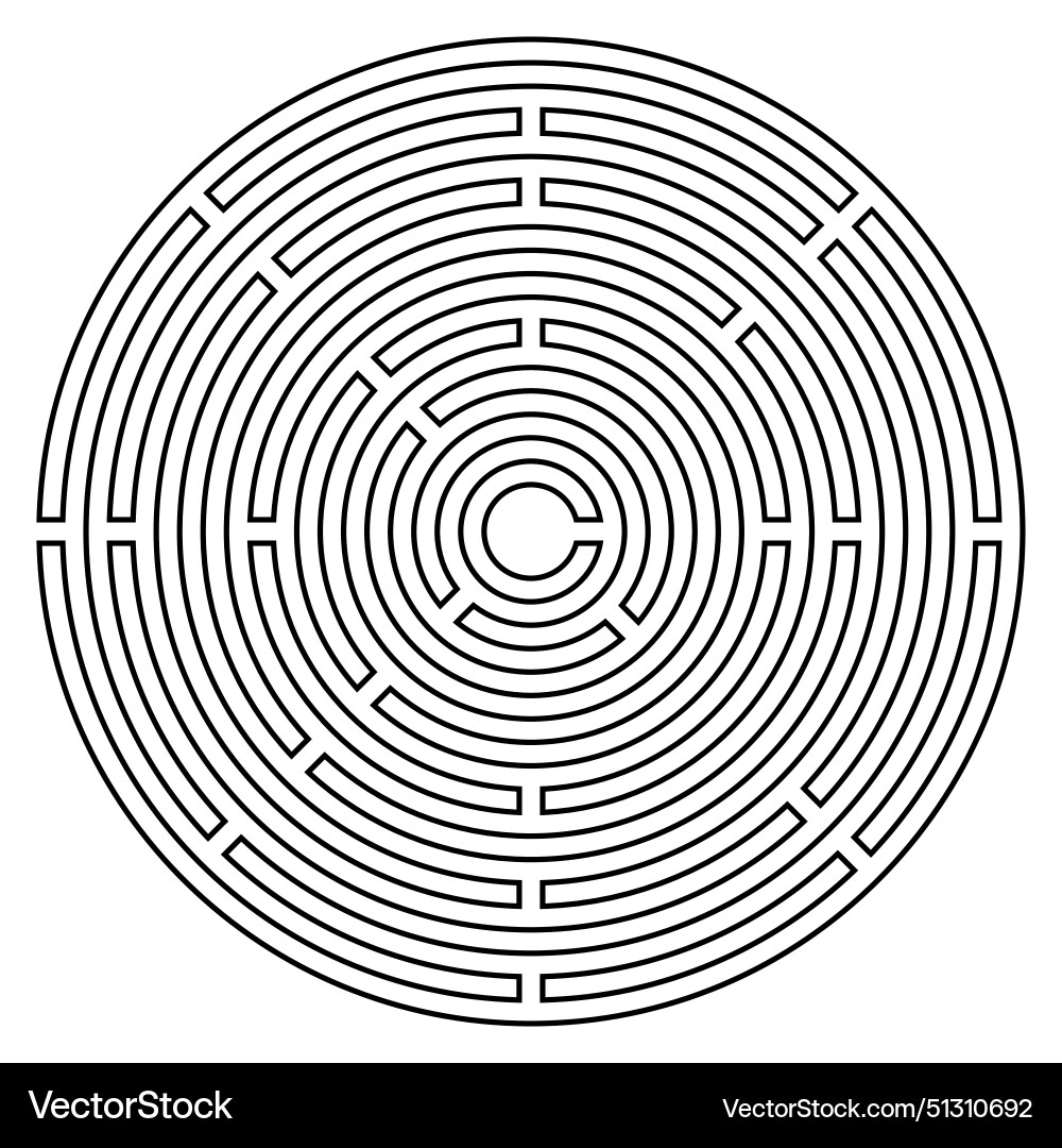 Labyrinth circle shape Royalty Free Vector Image