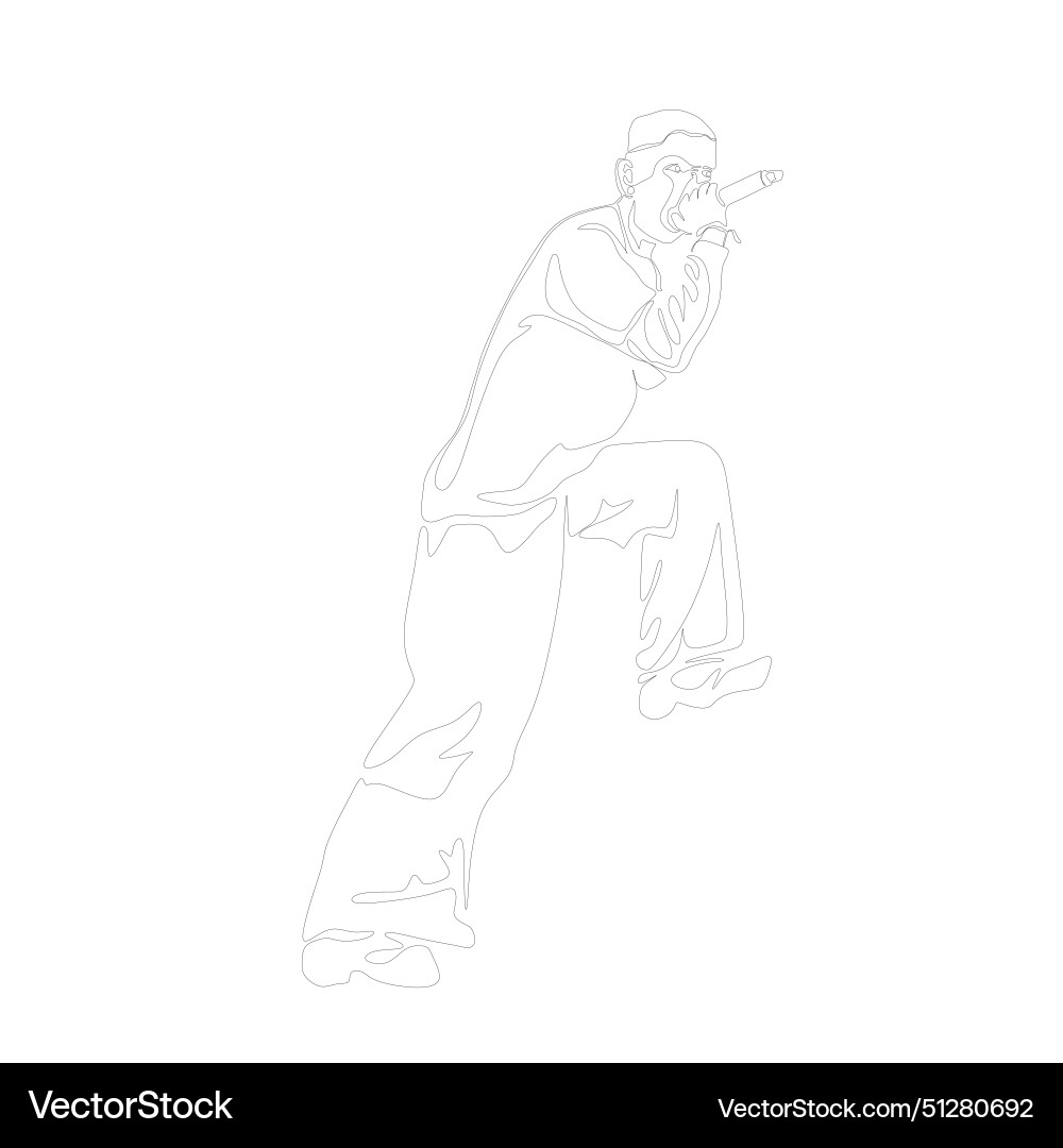 One continuous line man singer silhouette Vector Image