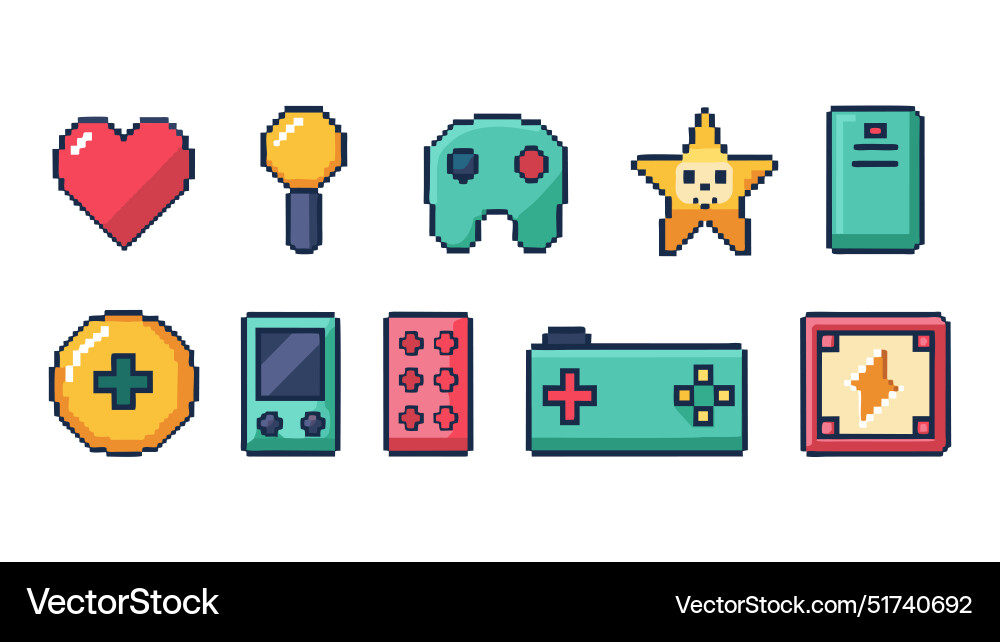 Pixel game icon arcade ui button digital console Vector Image