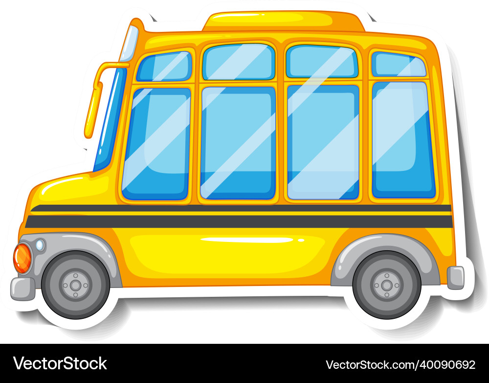 School bus cartoon sticker on white background Vector Image