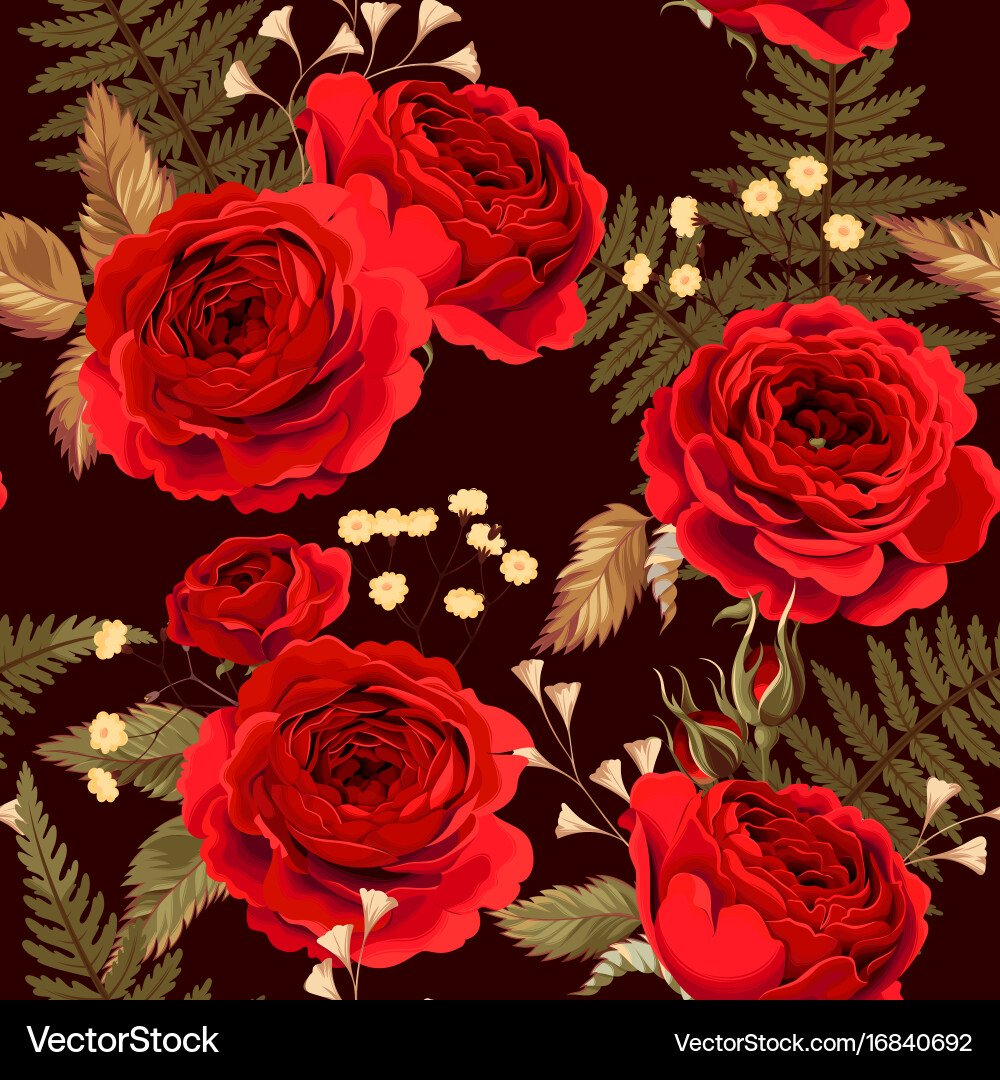 Seamless pattern with red roses Royalty Free Vector Image