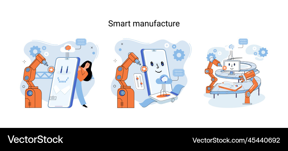 Smart manufacture metaphor with automated Vector Image
