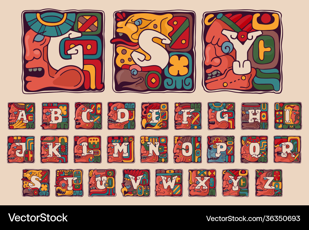 Mayan Font Vector Images (over 100)