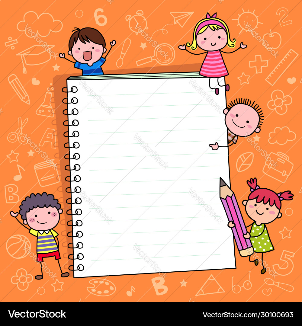 Back to school background template with notebook Vector Image