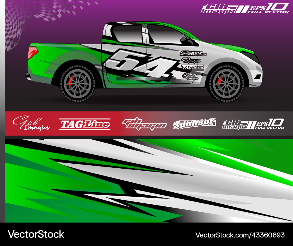 Car wrap graphic racing abstract background Vector Image